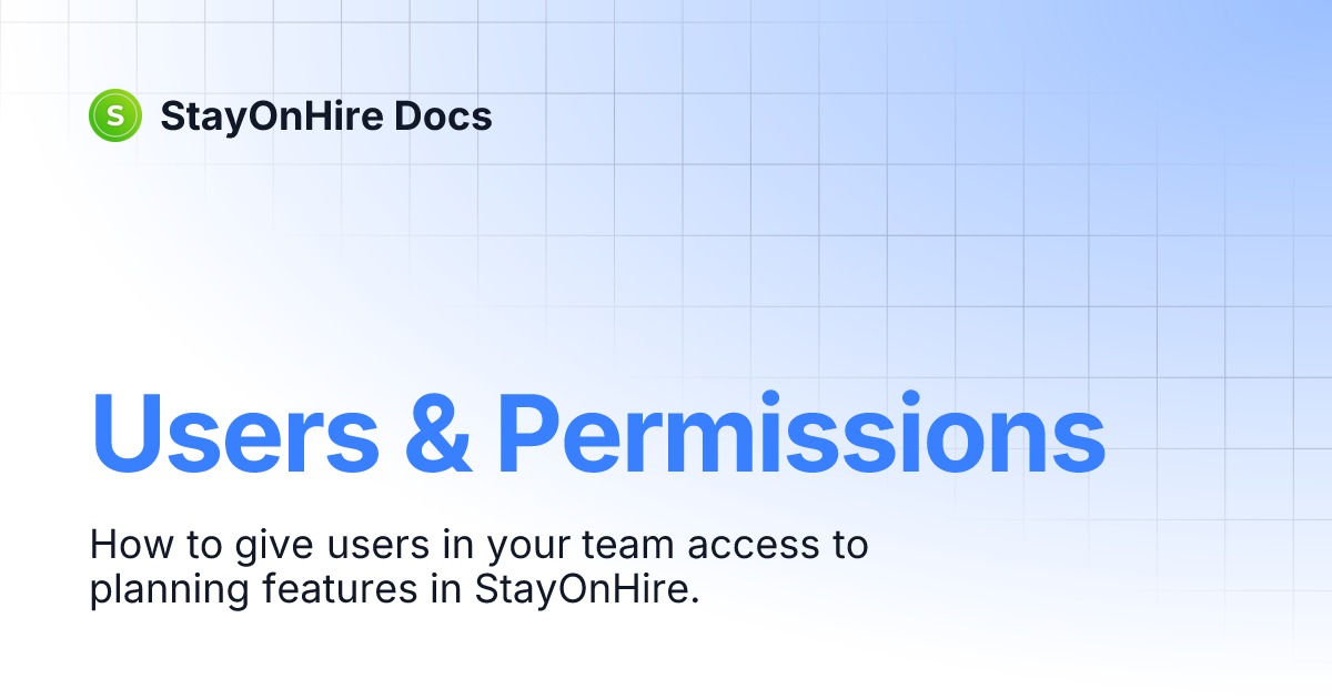 Users & Permissions | StayOnHire Docs